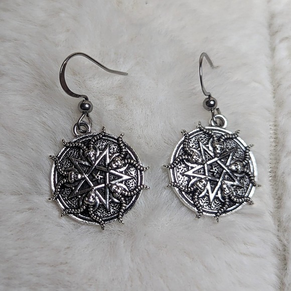 Handmade | Jewelry | Pentagram Satanic Baphomet Charm Earrings | Poshmark